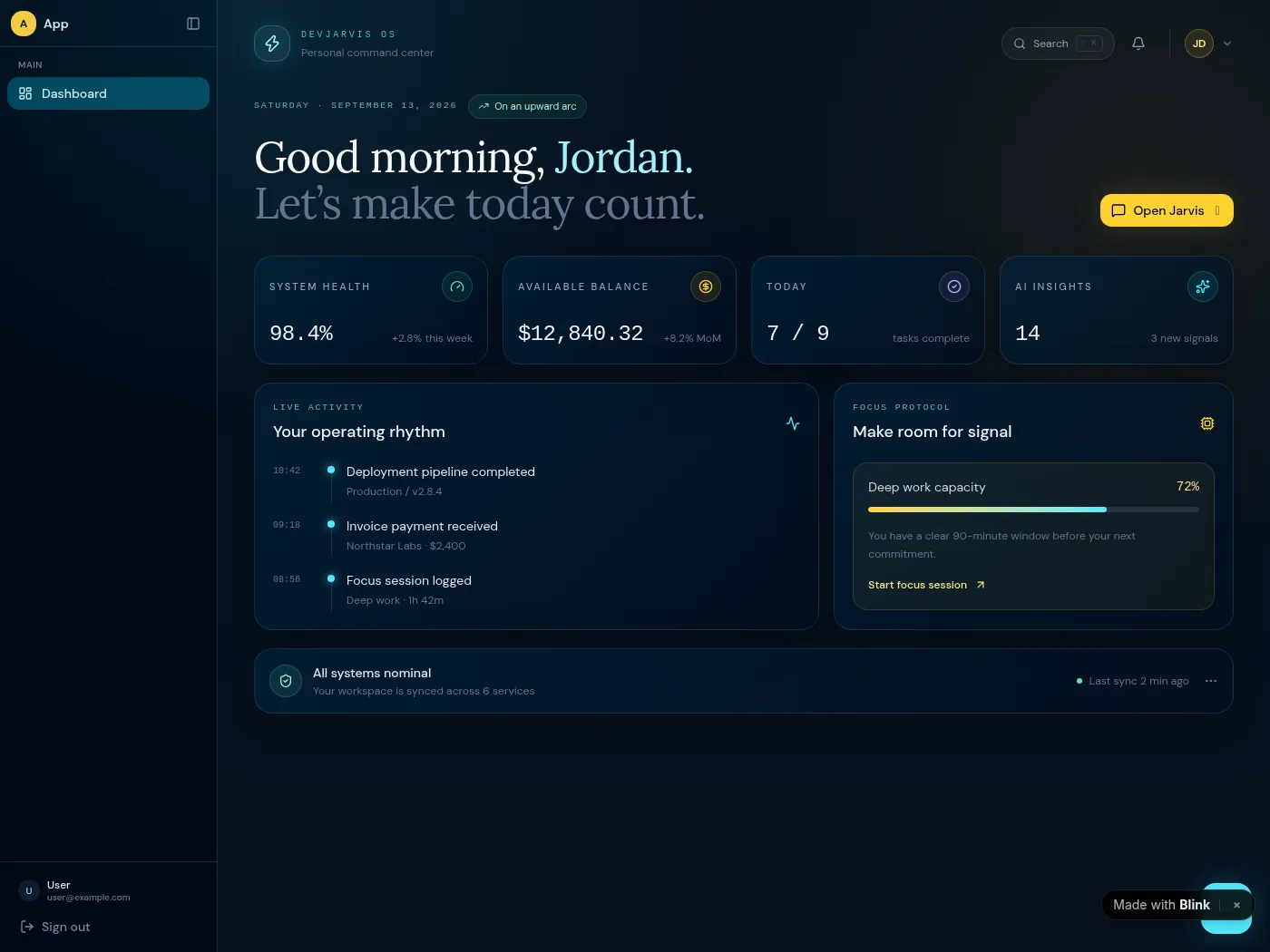 DevJarvis OS Dashboard