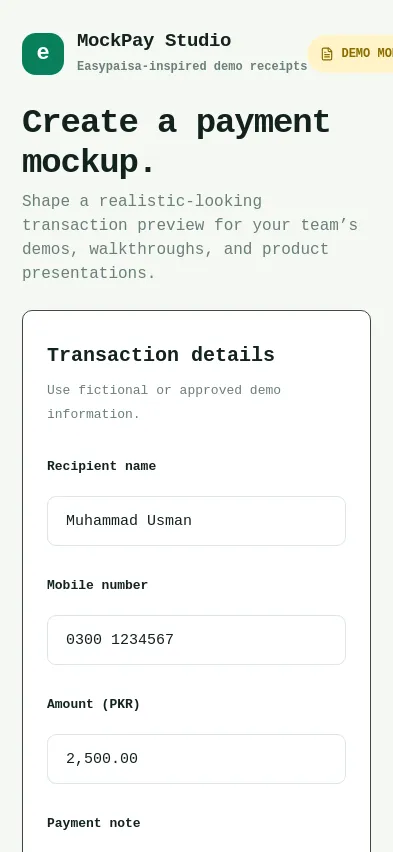 Easypaisa MockPay Generator