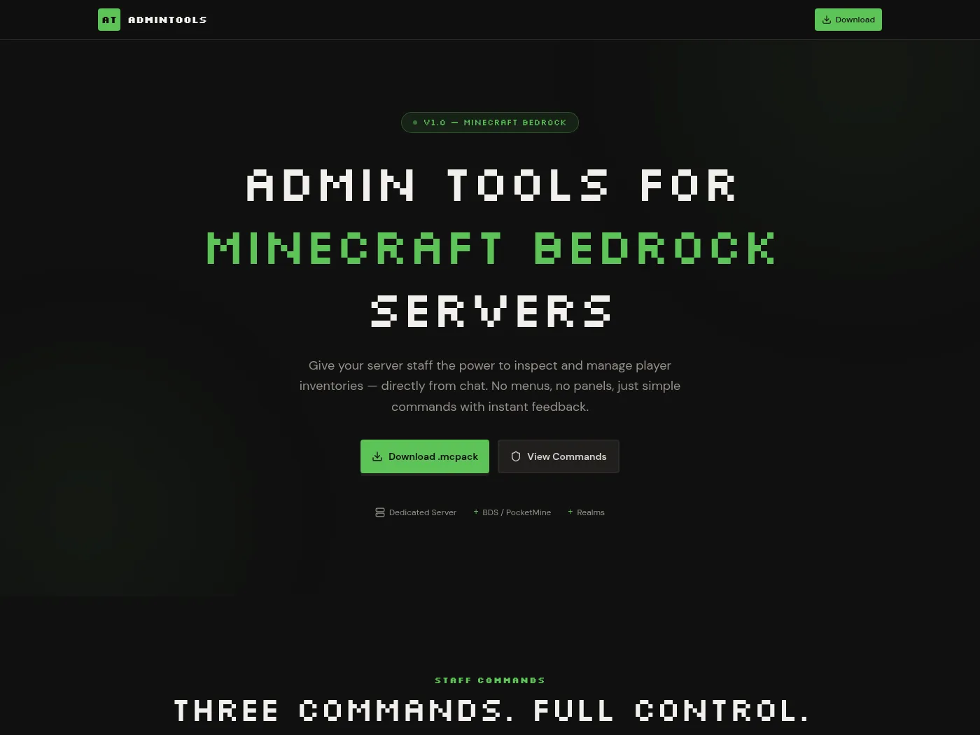AdminTools Bedrock Addon