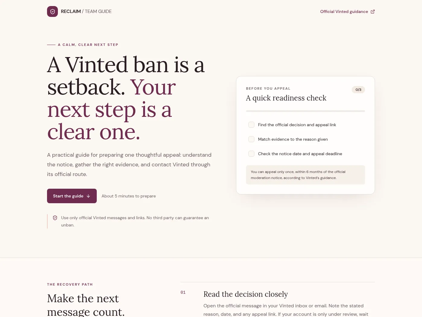 Vinted Reclaim Guide