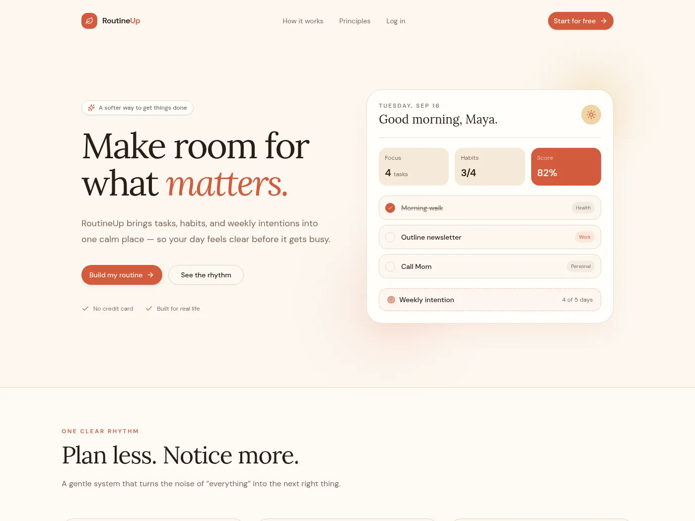 RoutineUp SaaS Organizer