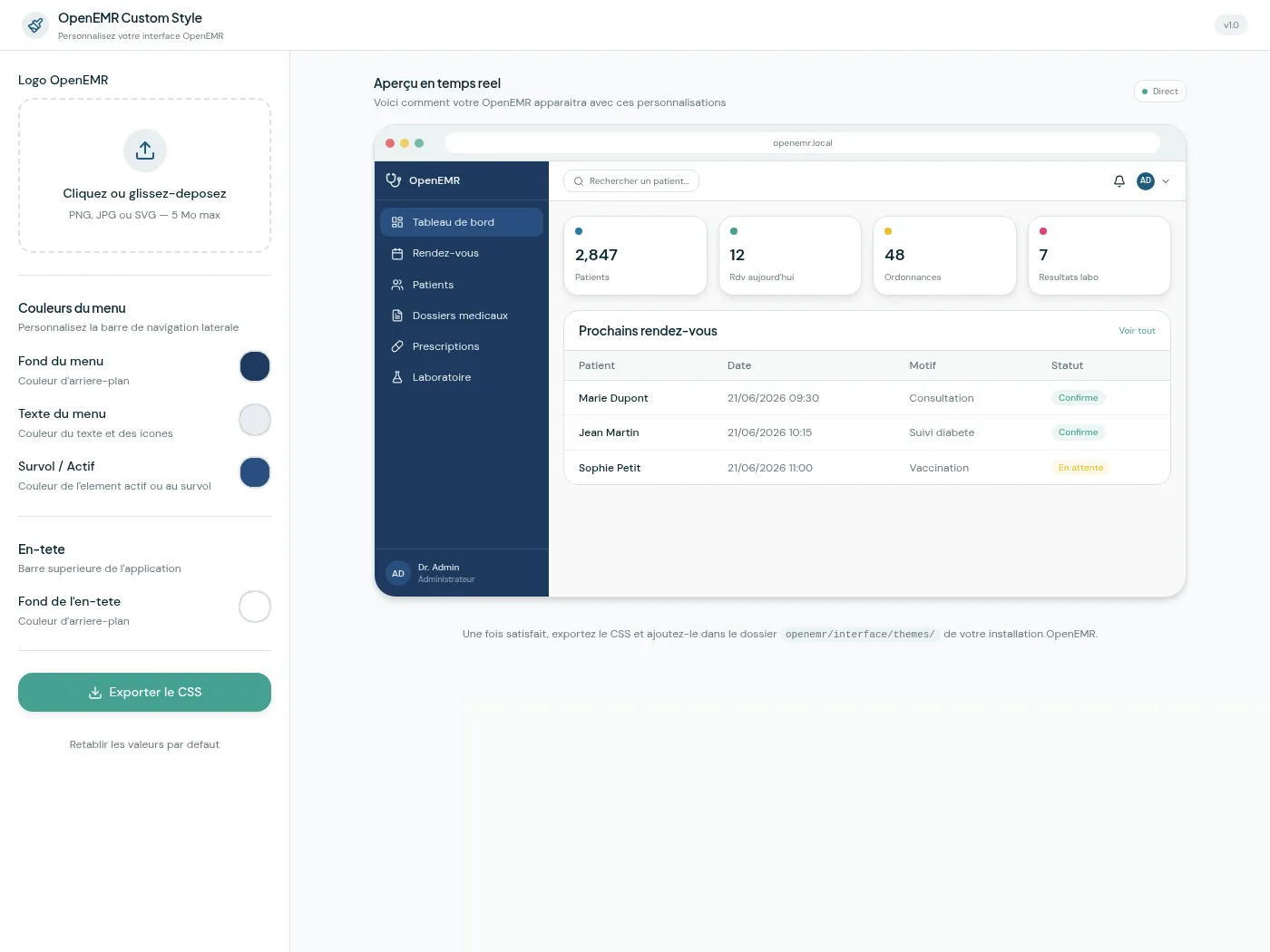 OpenEMR Custom Style