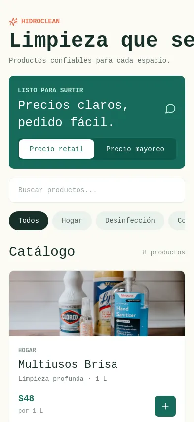 HidroClean Catálogo Móvil