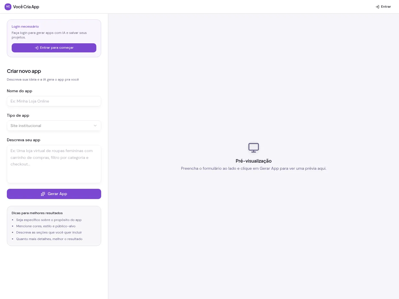 Você Cria App