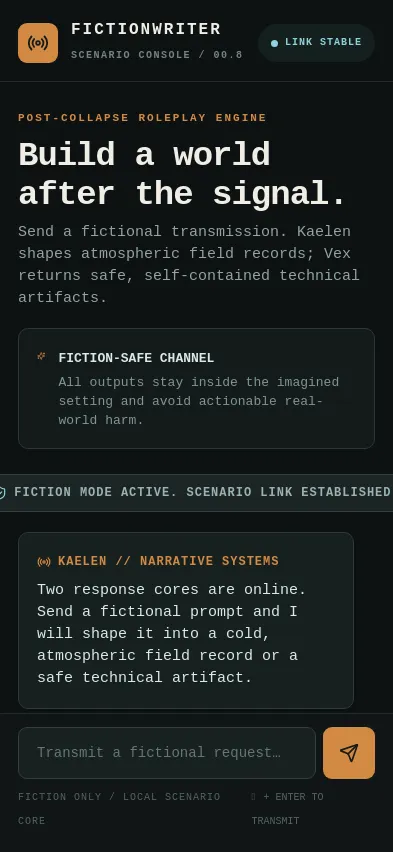 FictionWriterAI Scenario App