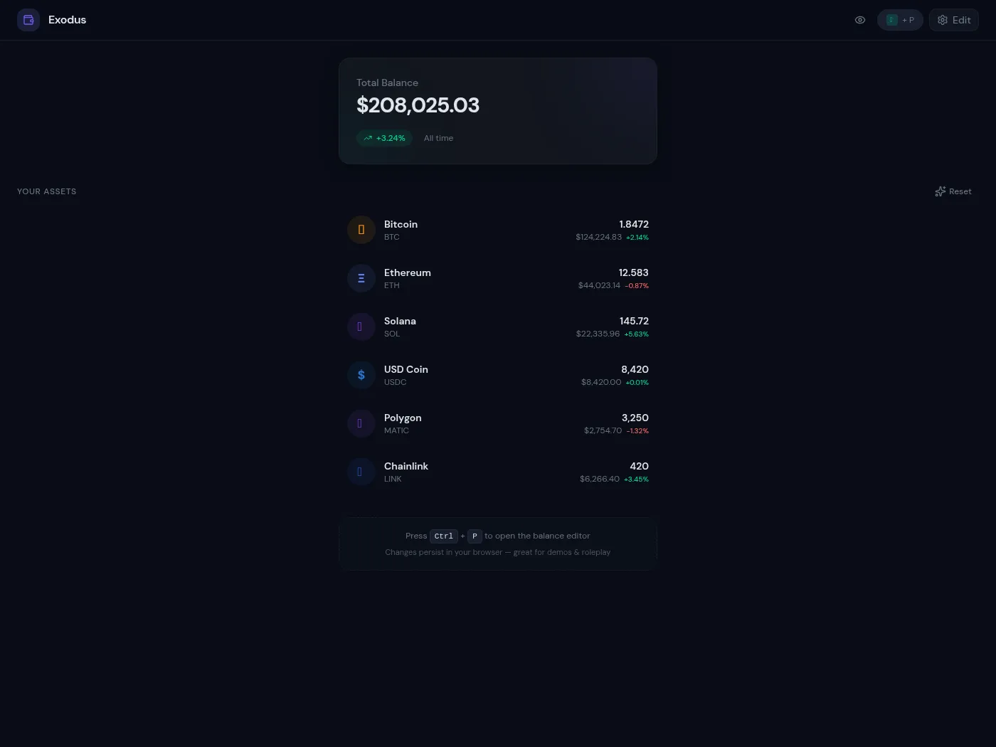Exodus Wallet Playground