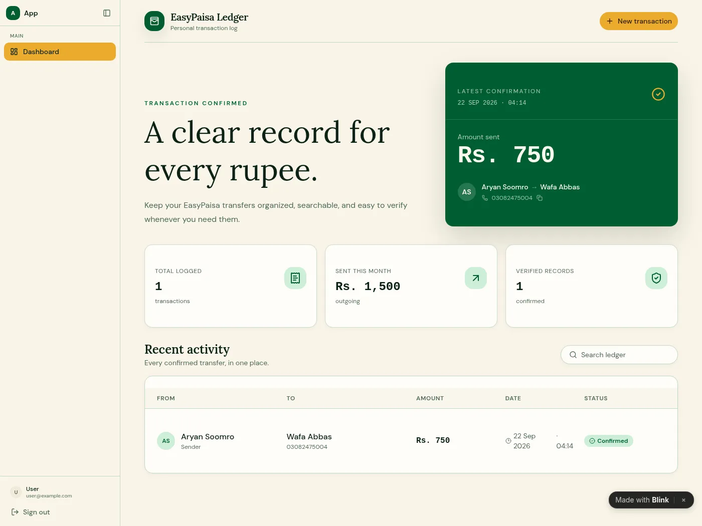 EasyPaisa Transaction Logger