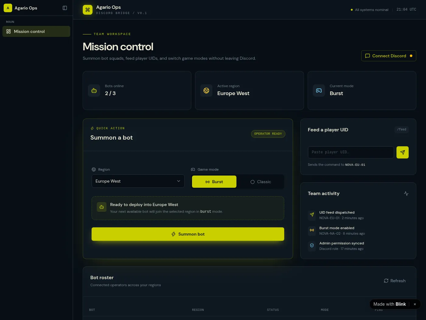 Agario Discord Connector