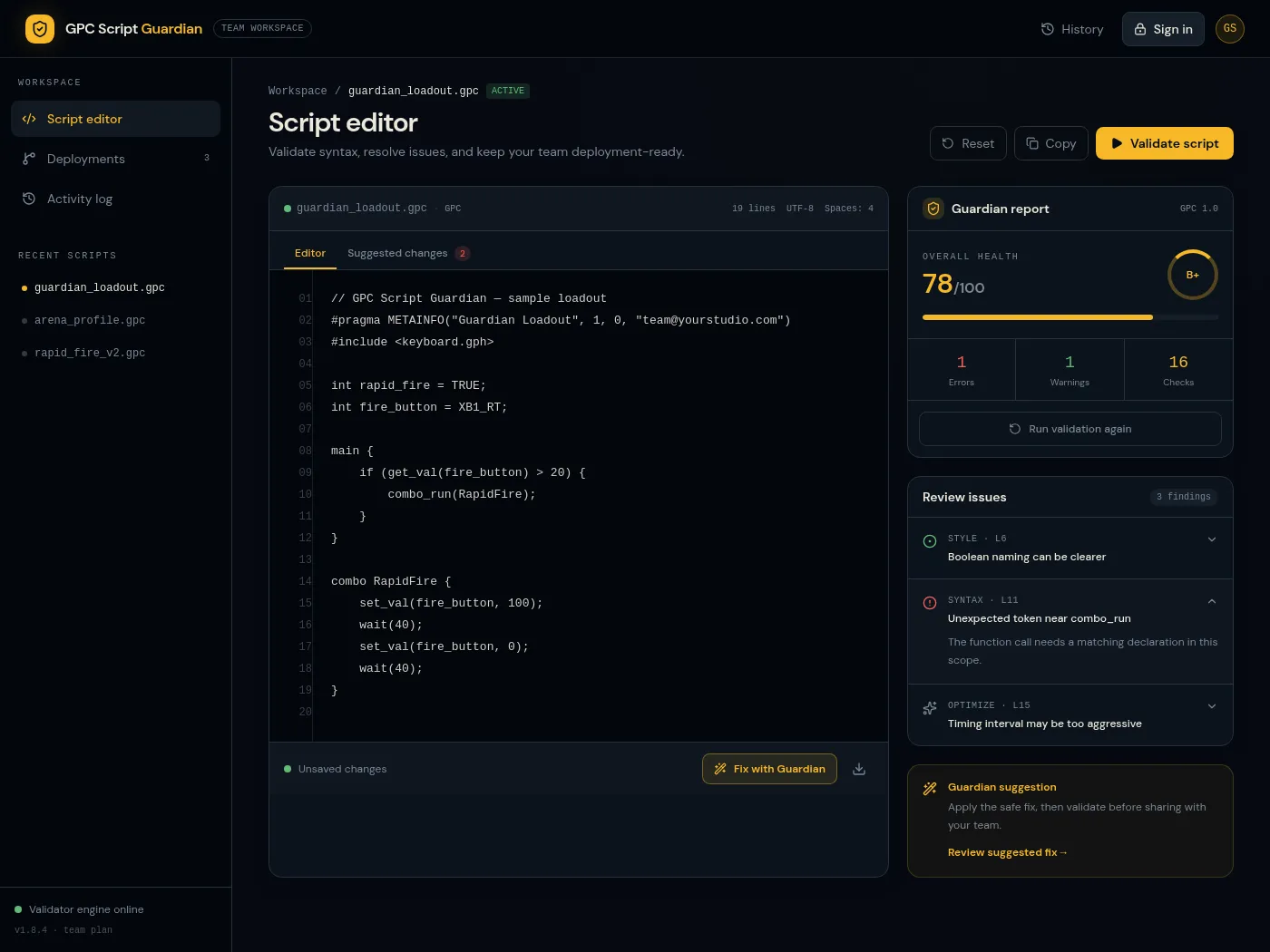 GPC Script Guardian