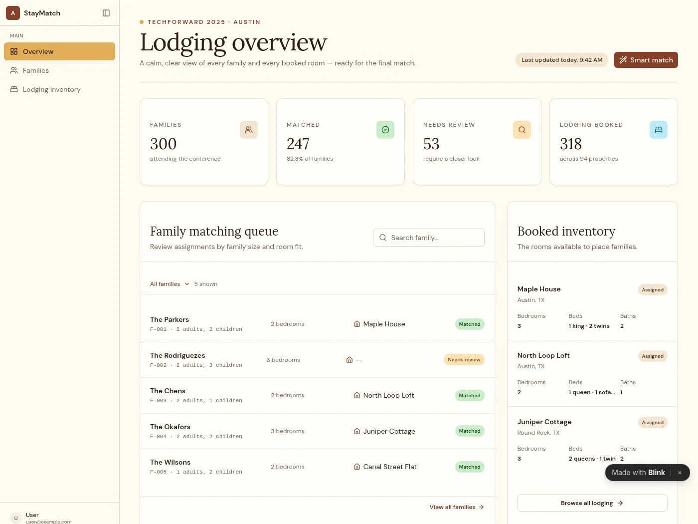 Conference Lodging Matcher
