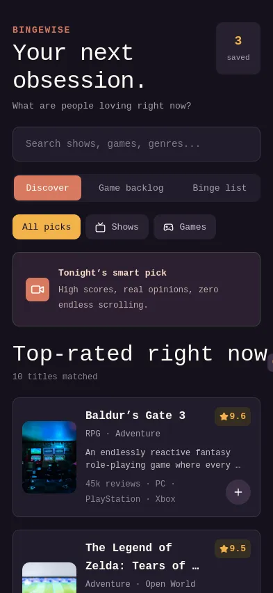BingeWise Tracker