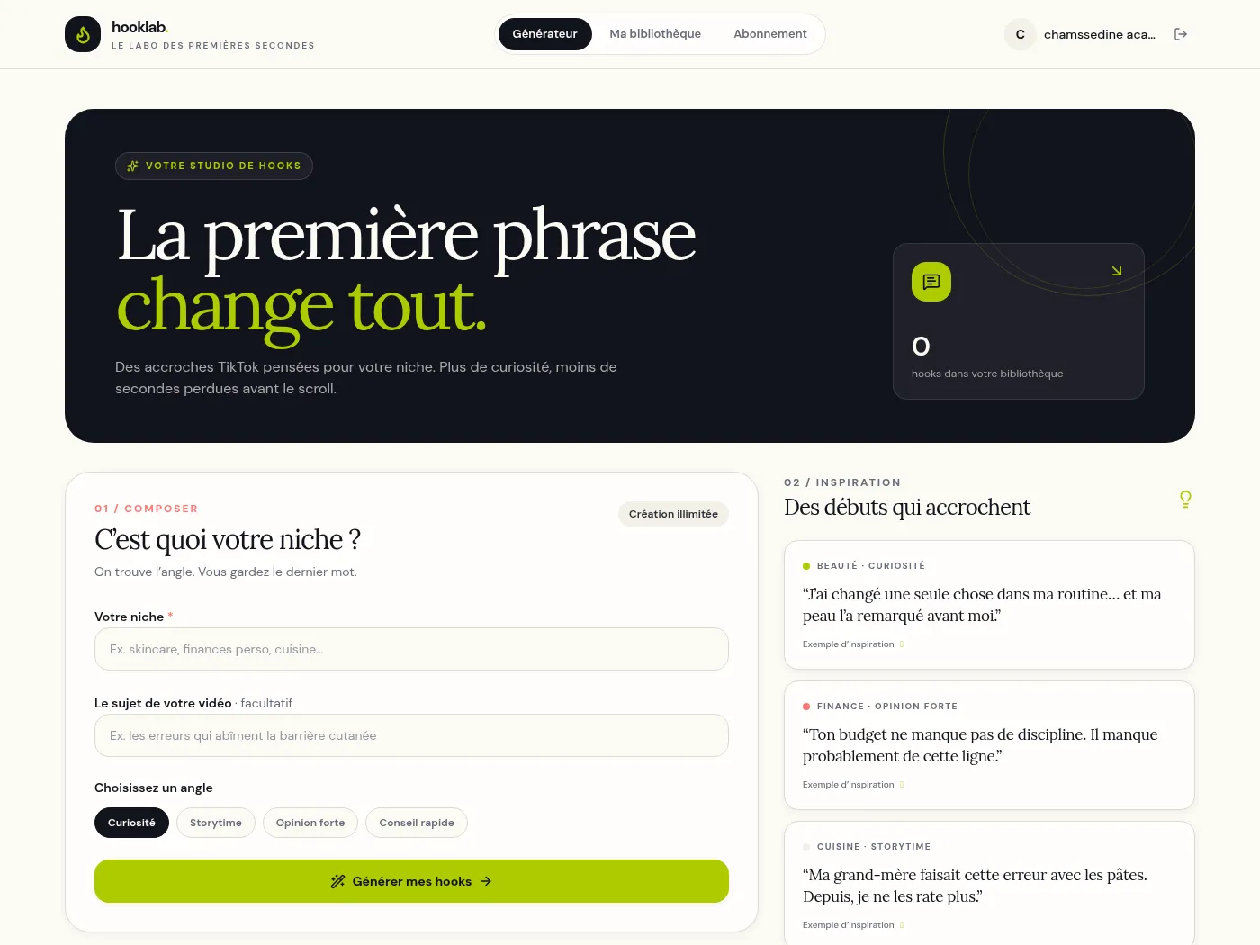 Viral Hook Generator SaaS