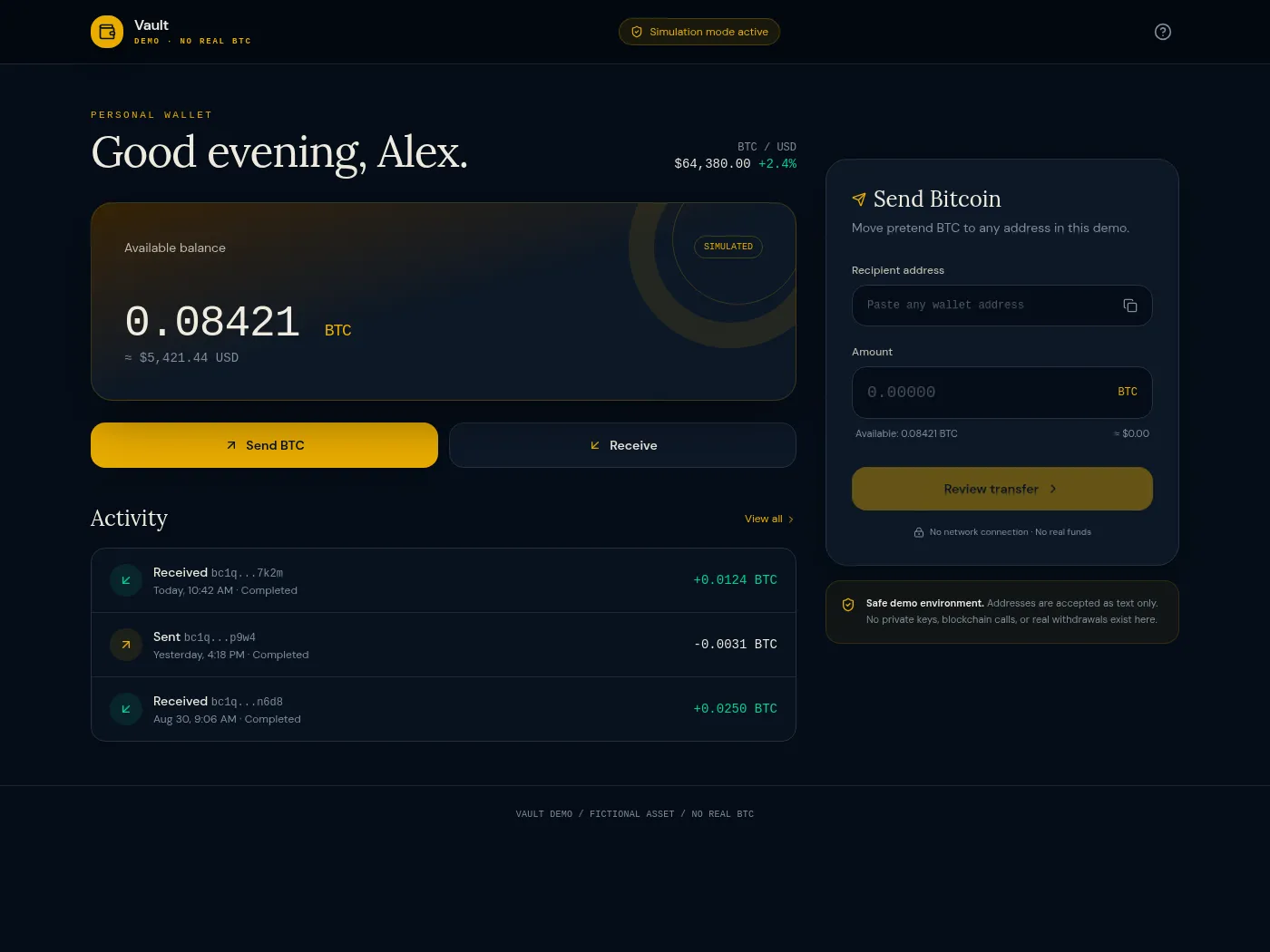 Demo Crypto Wallet