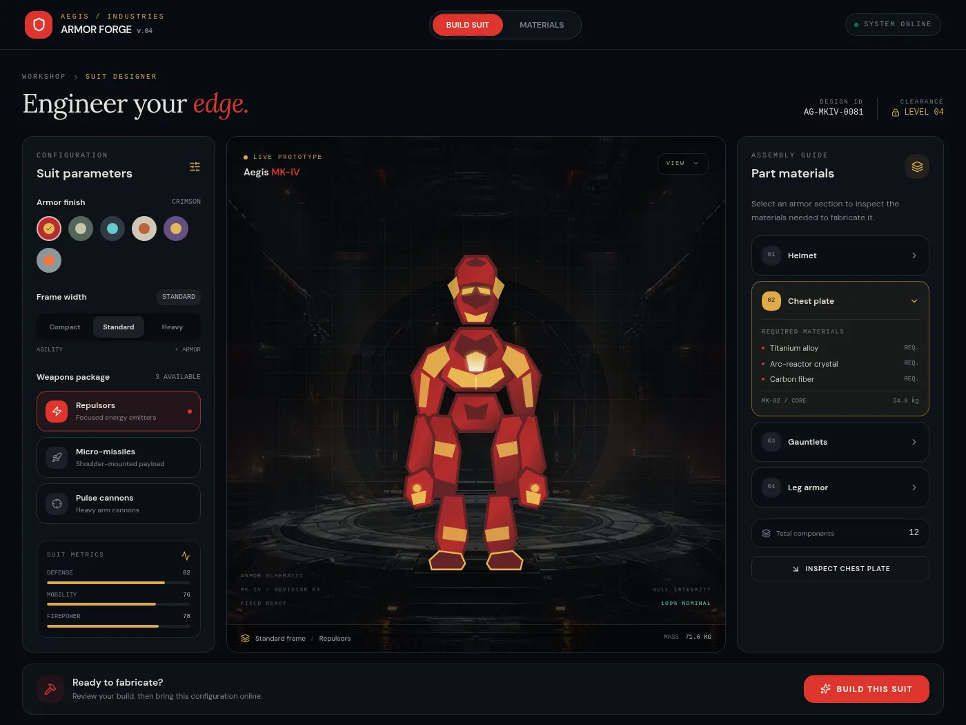Ironman Suit Builder