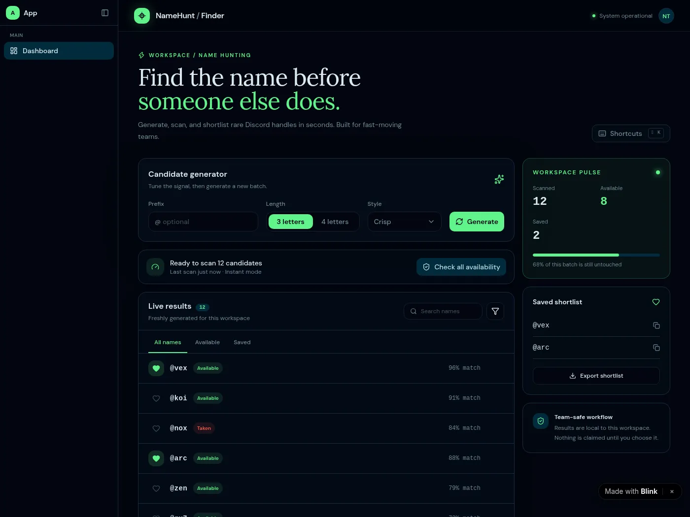 NameHunt Discord Finder