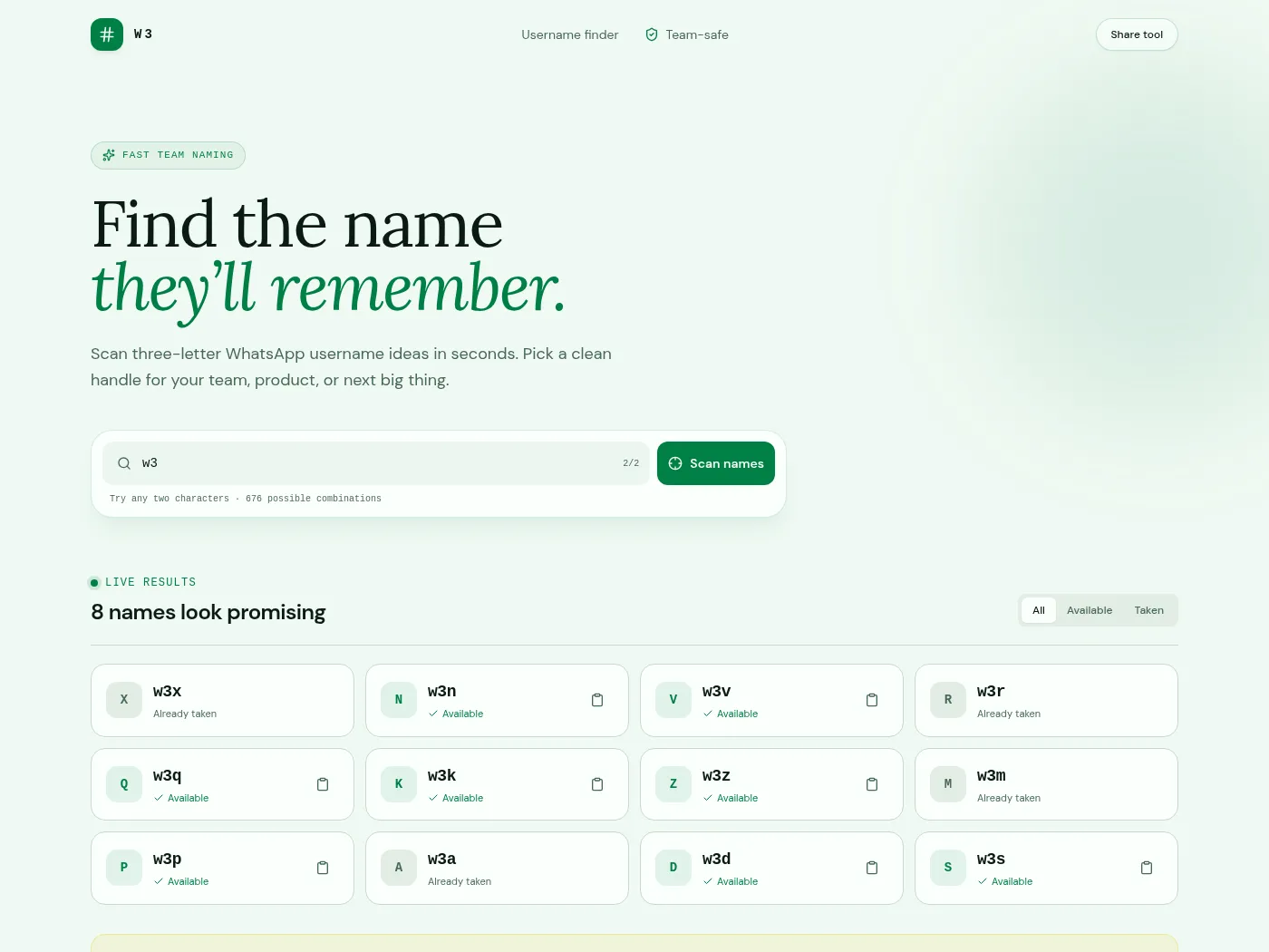 W3 Username Finder