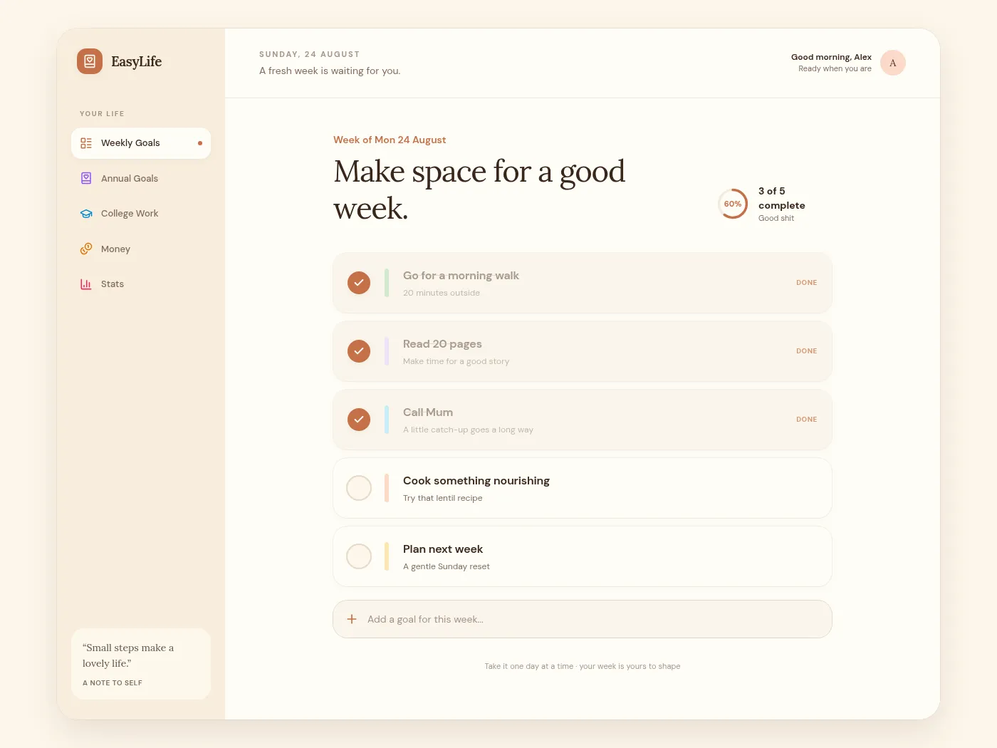 EasyLife Life Tracker UI