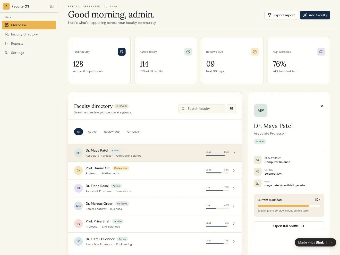 Faculty Info Dashboard