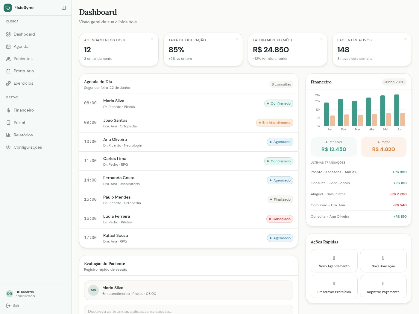 FisioSync ERP CRM