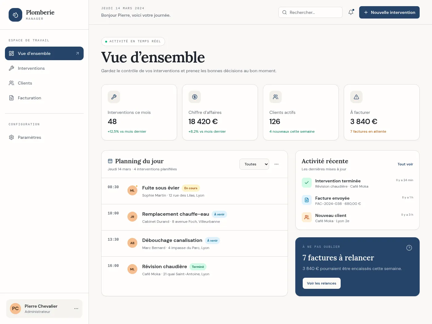 Plomberie Manager