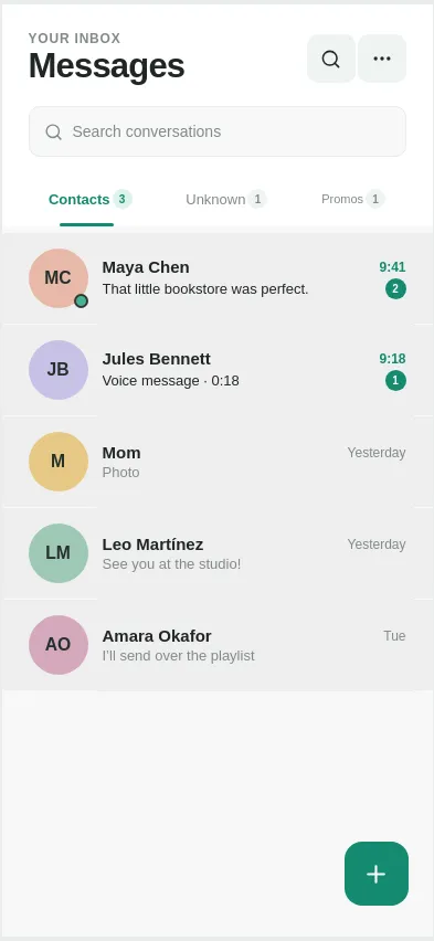 Minimal Messenger UI