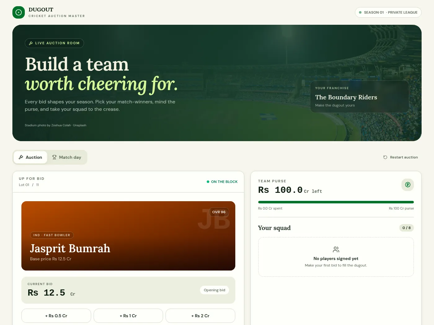 Cricket Auction Master