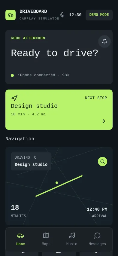 Simulated CarPlay Dashboard