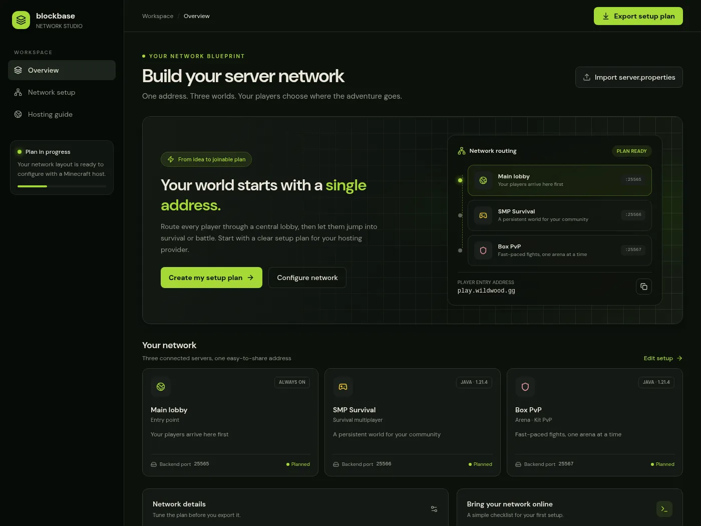 One-Click Minecraft Server Hub