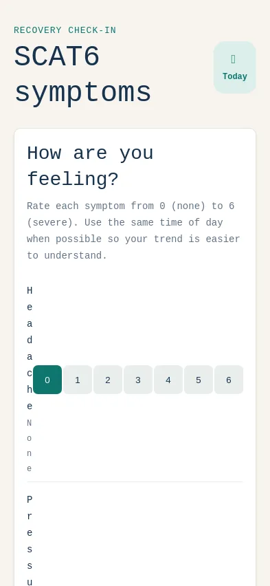SCAT6 Concussion Tracker