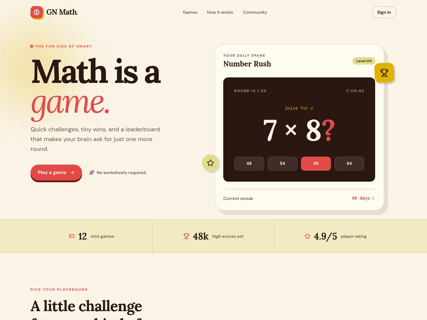 GN Math Gaming Hub