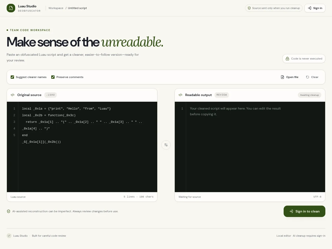 Luau Deobfuscator Studio