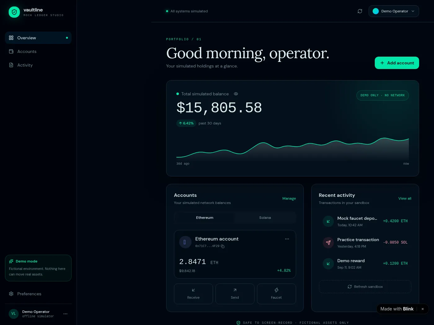 Mock Ledger Live Simulator