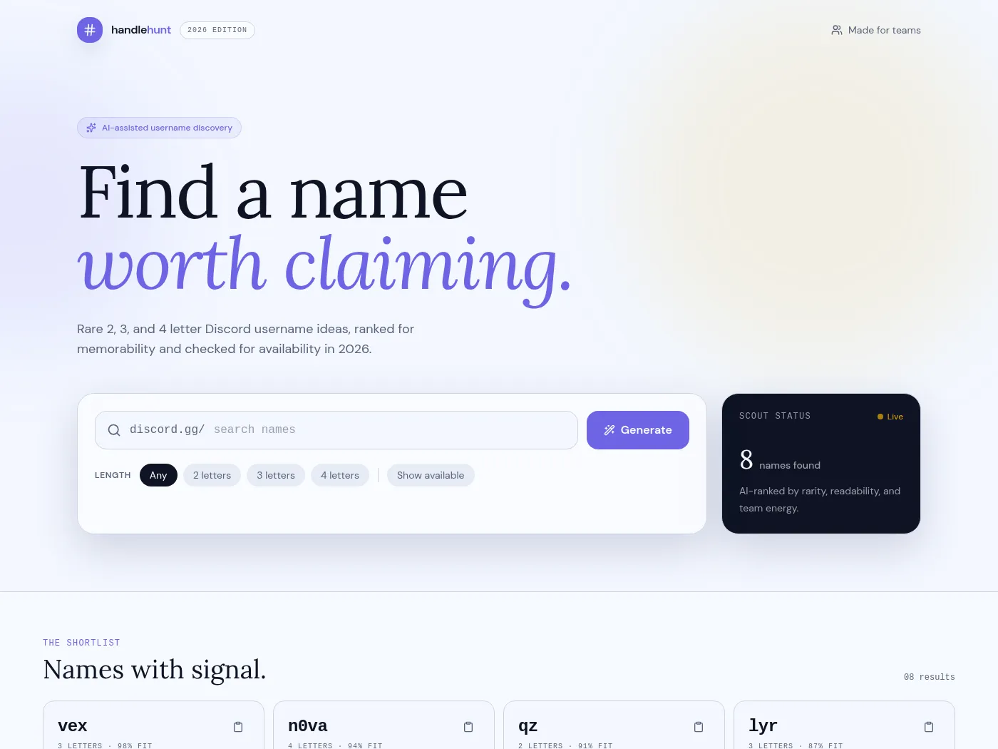 Discord Name Finder AI