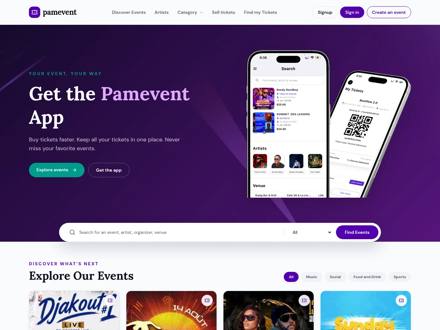 PamEvent Web Clone