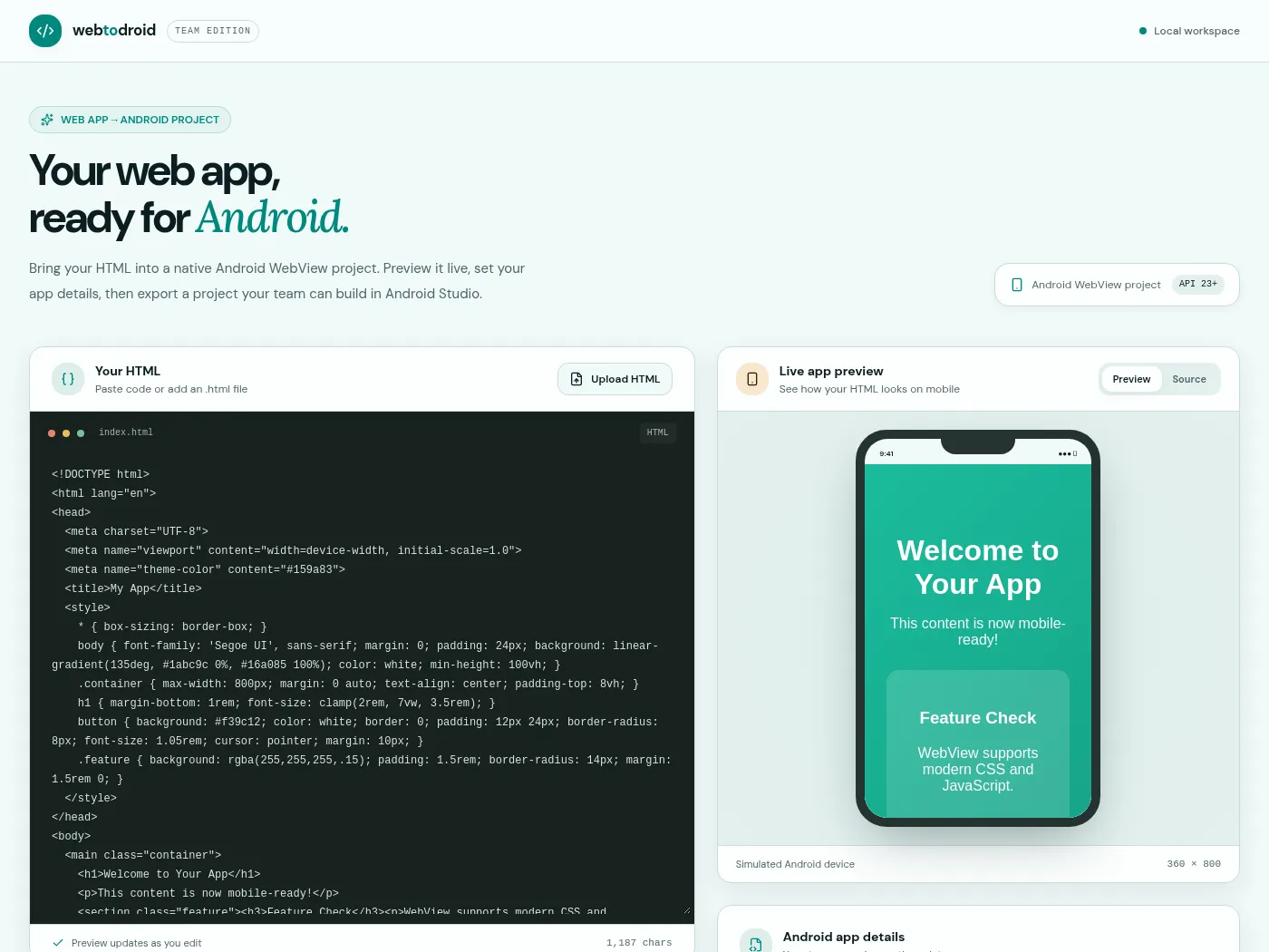 HTML2APK One-Click Converter