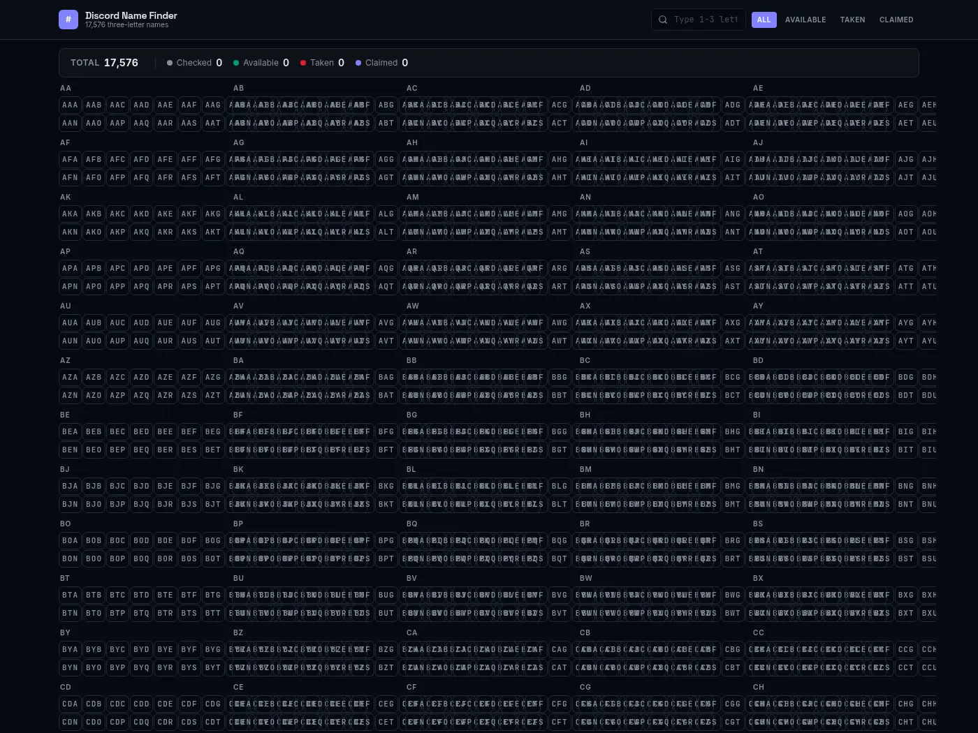 Discord Name Finder