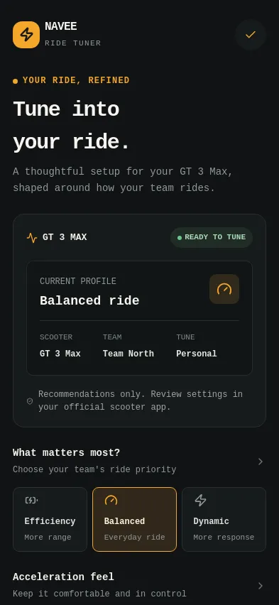 Navee AI Ride Tuner