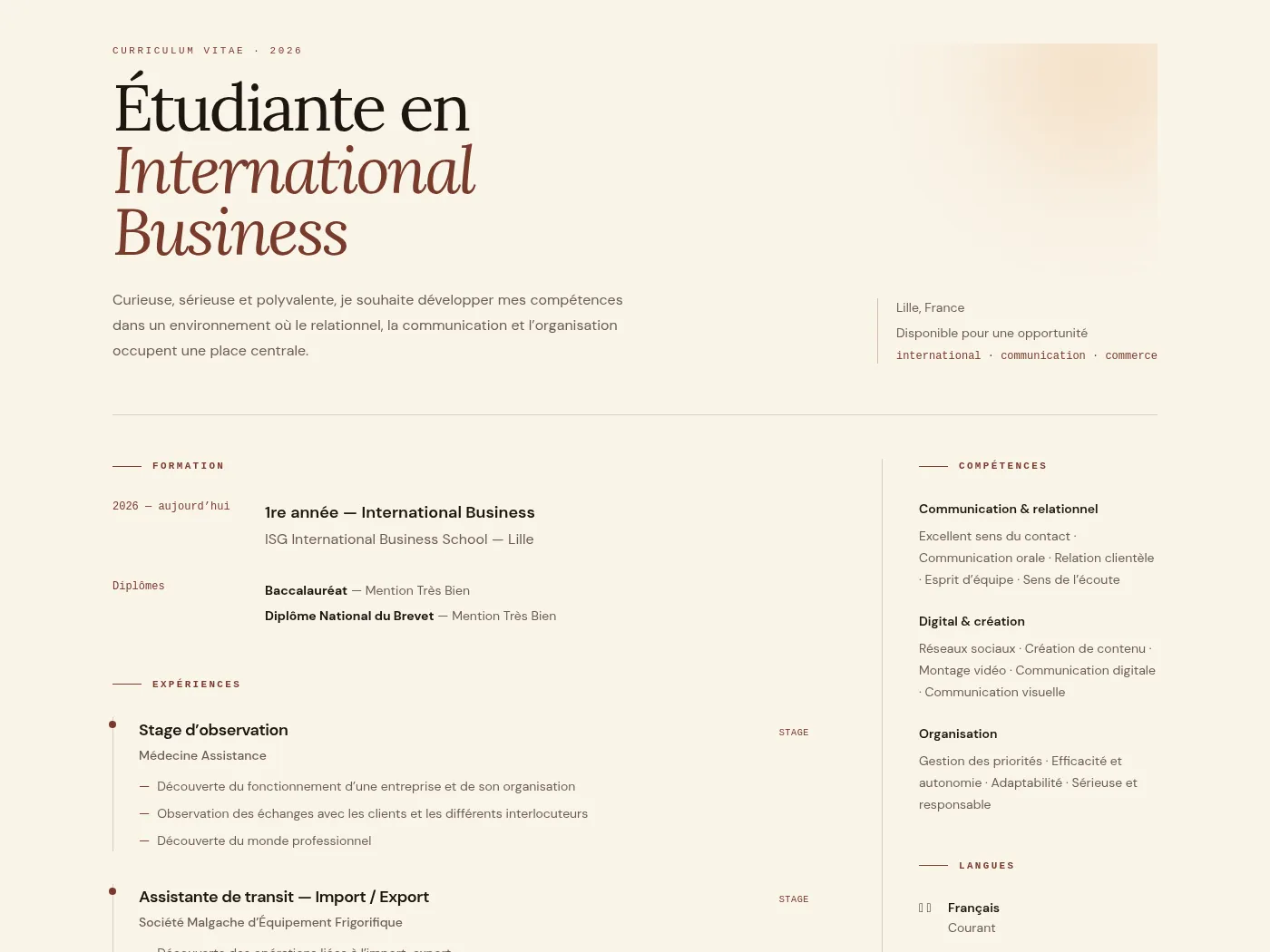 Minimalist CV Generator