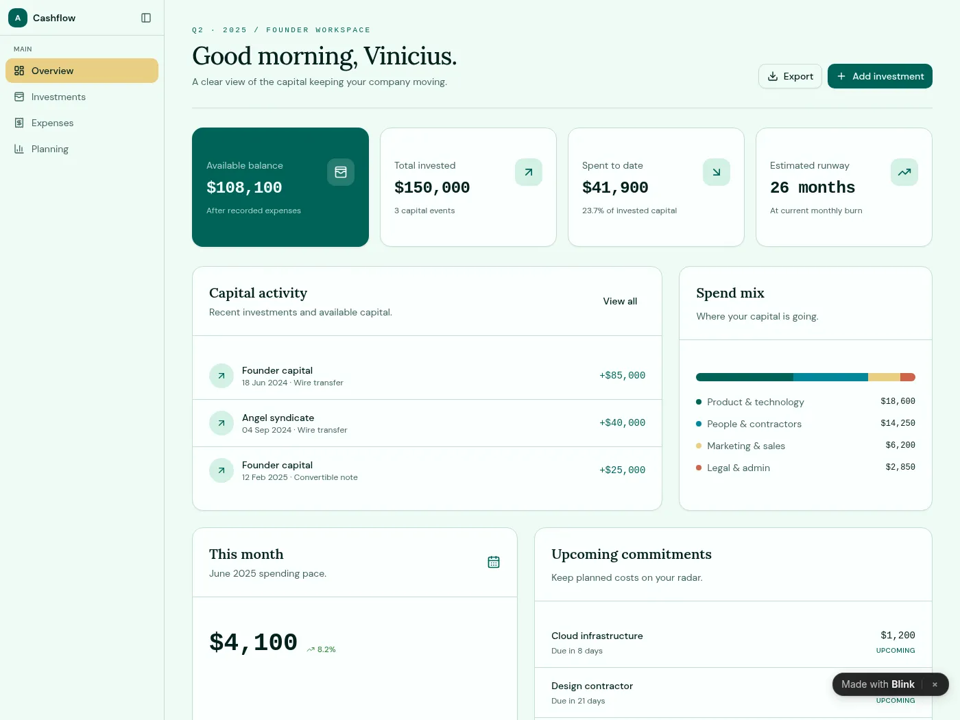 Startup Cashflow Tracker