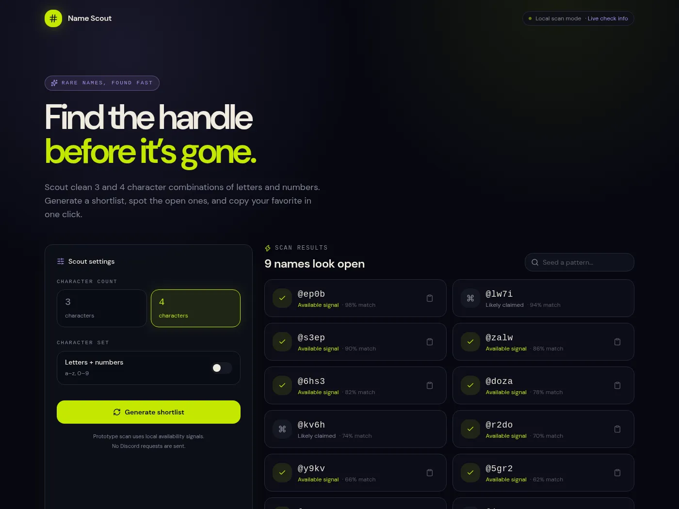 Discord Name Scout