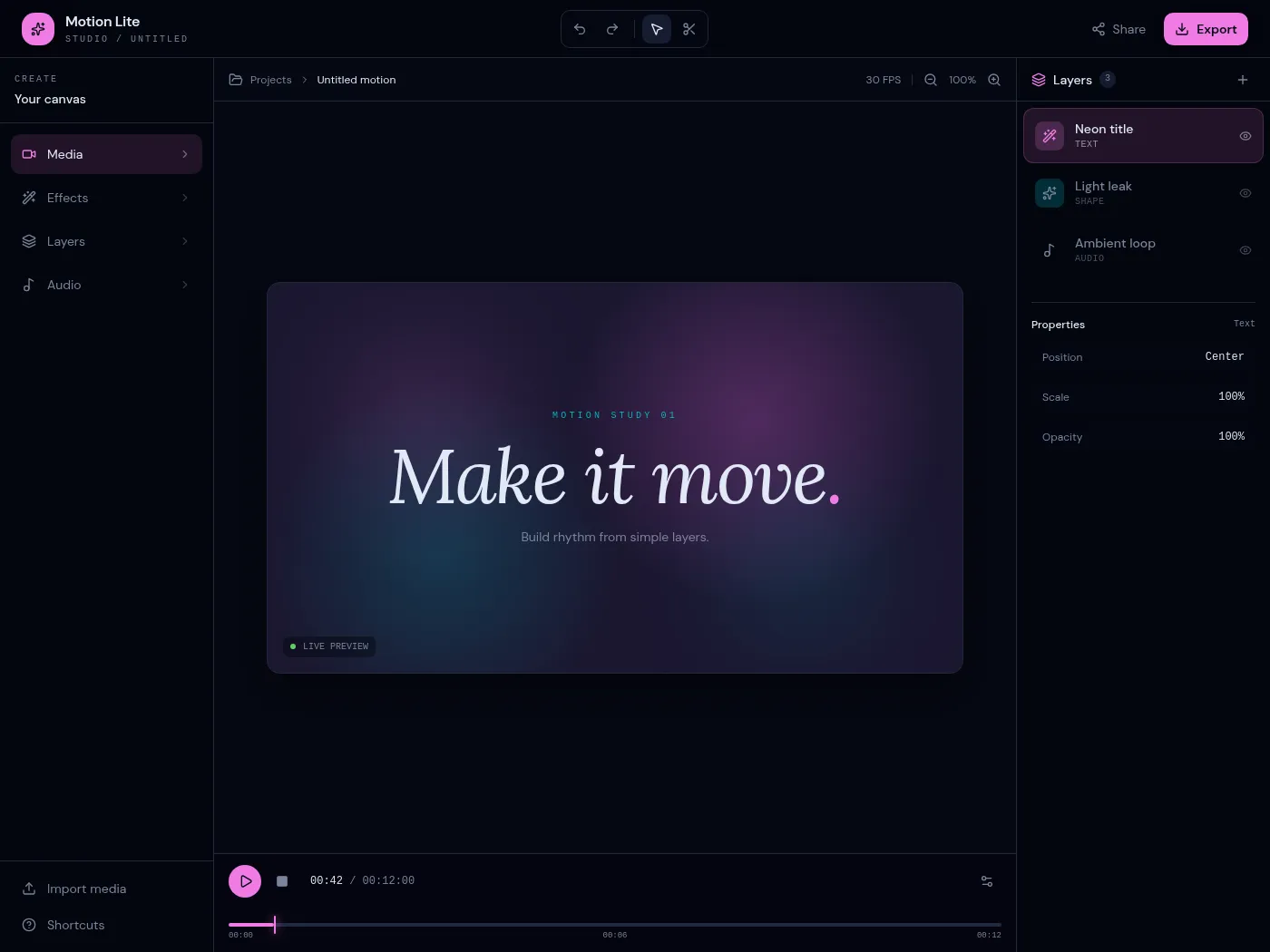 Motion Lite Studio