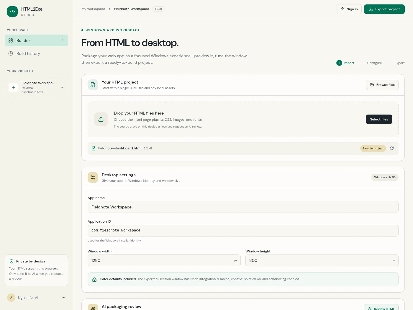 HTML2Exe AI Builder