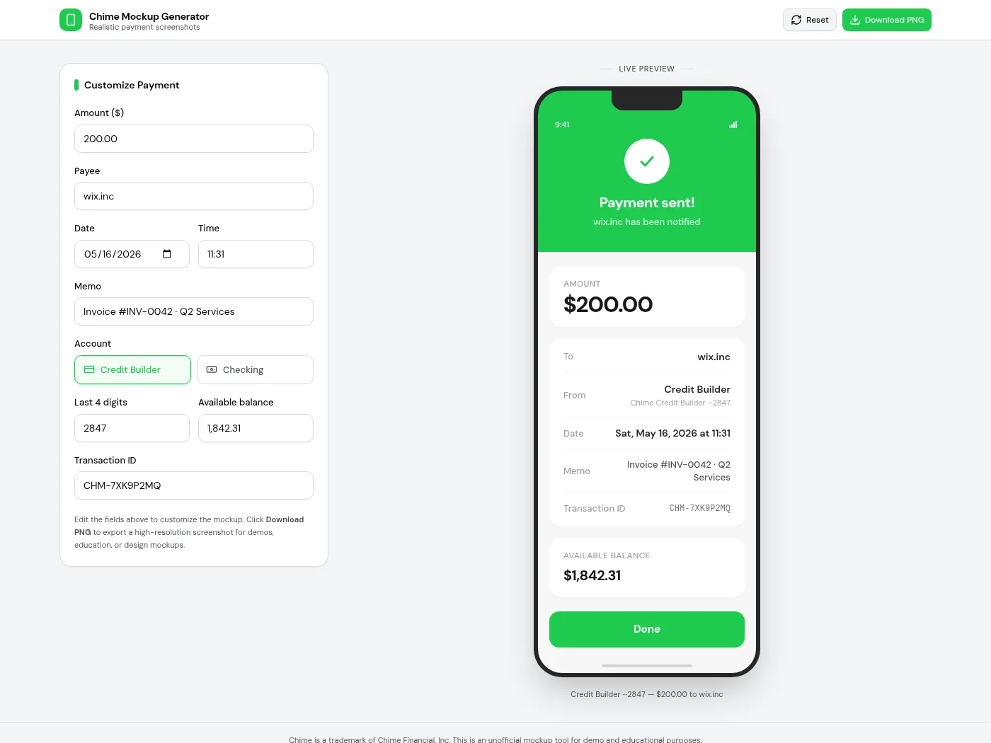 Chime Mockup Generator