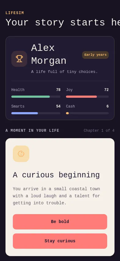 LifeSim Adventure
