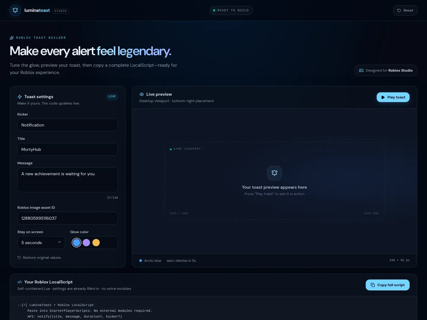 LuminaToast Notification UI