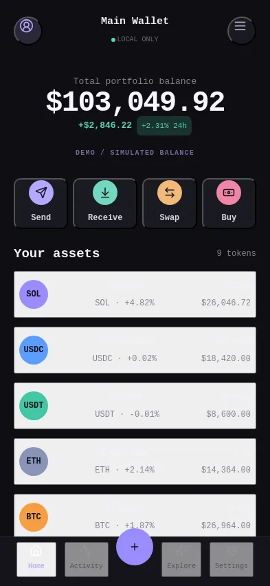 Demo Crypto Wallet UX