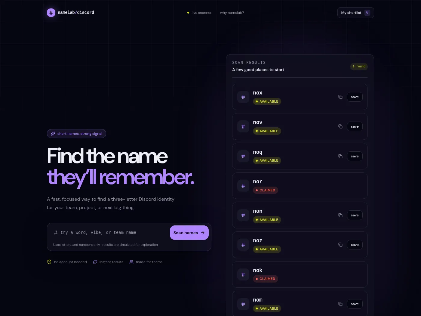 Discord Name Finder
