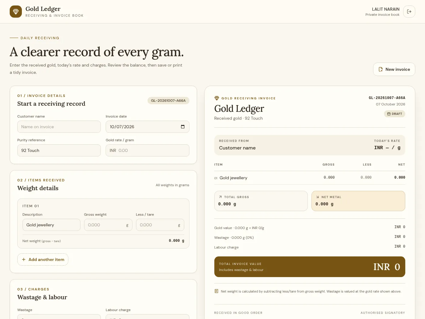Gold Invoice Maker