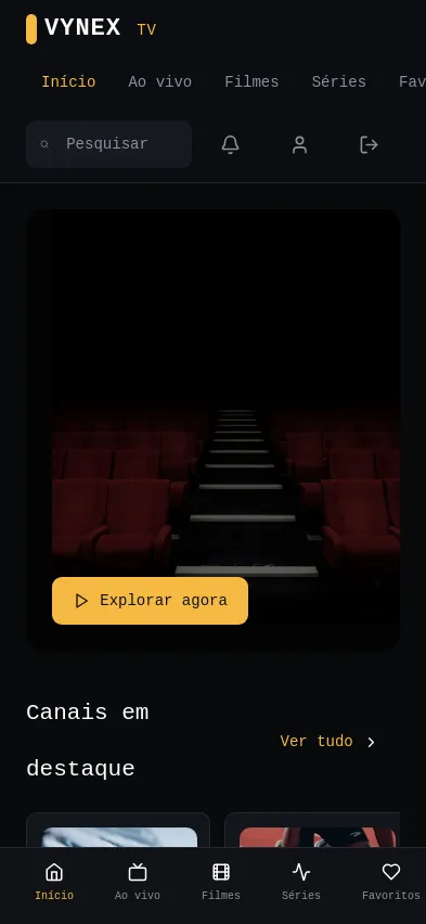 Vynex TV Streaming Experience