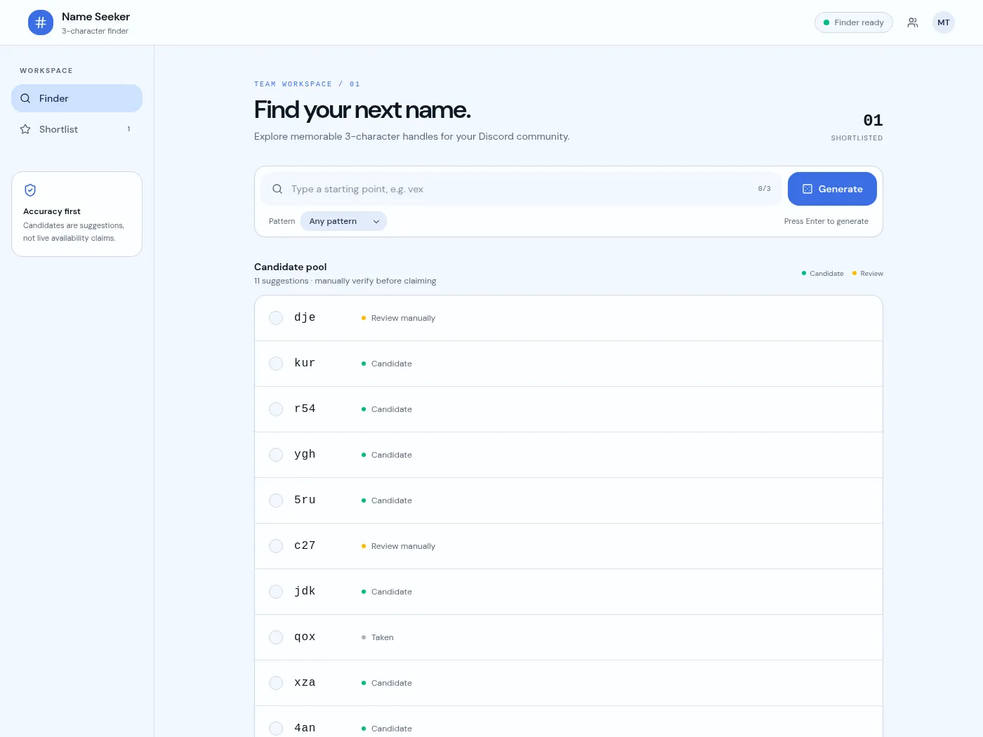 Discord Name Seeker
